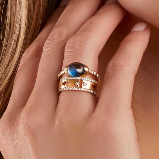 Pasha Ring with Blue Topaz and Diamond Pavé – Anahita Jewelry