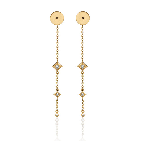Triple Diamond Motif Earrings on Chain Ear Back – Anahita Jewelry