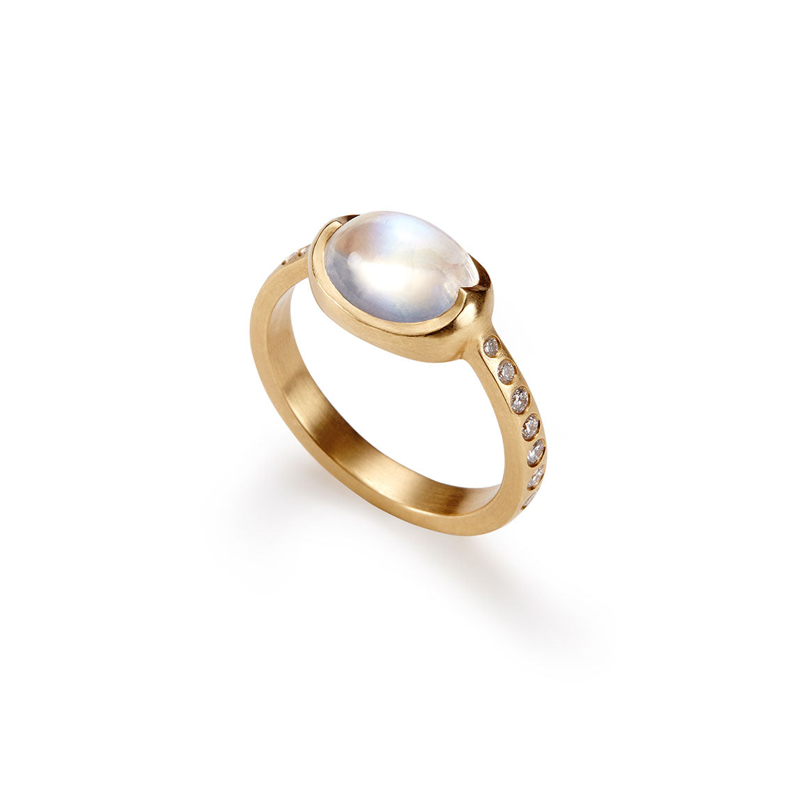 Pasha Ring with Rainbow Moonstone and Diamond Pavé – Anahita Jewelry
